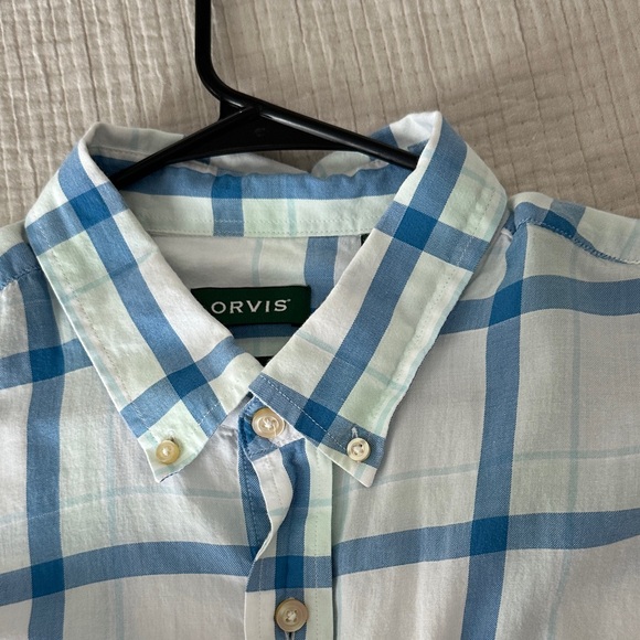 Orvis | Shirts | Orvis Mens Light Blue And White Checkered Shirt | Poshmark